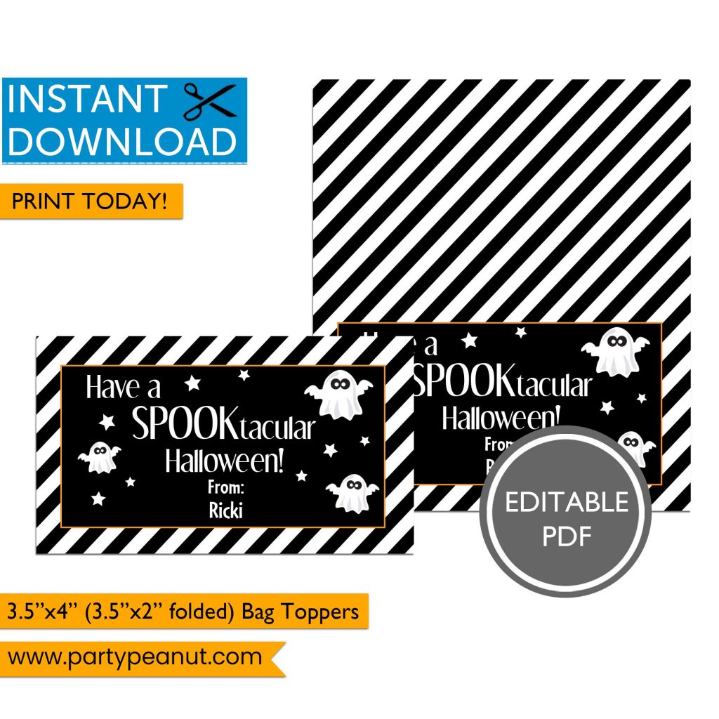 Bugs & Kisses Halloween Bag Toppers - Party Peanut - Printable Editable ...
