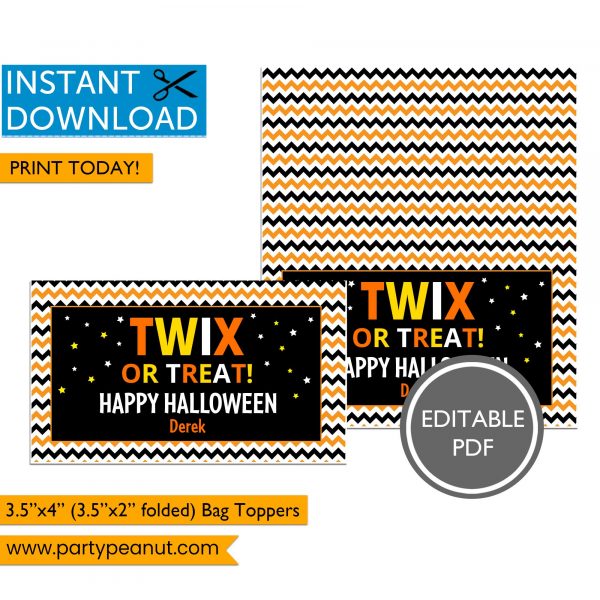 Bugs & Kisses Halloween Bag Toppers - Party Peanut - Printable Editable ...
